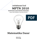 Soal SBMPTN 2014 TKPA Matematika Dasar Dan Pembahasan Kode 652 | PDF