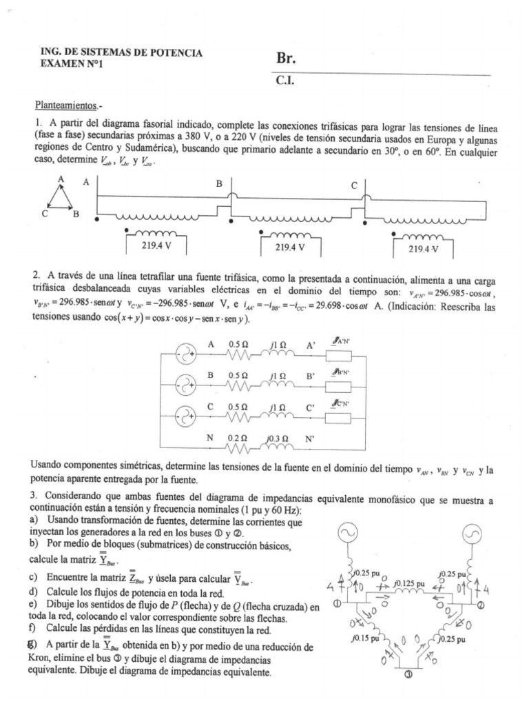 Ejercicio Resuelto Componente Simetrica, Ybus, Zbus | PDF