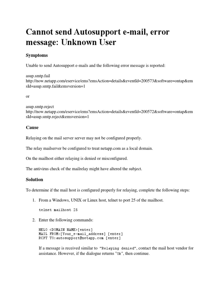 Config Netapp Autosupport | PDF | Port (Computer Networking) | Proxy Server