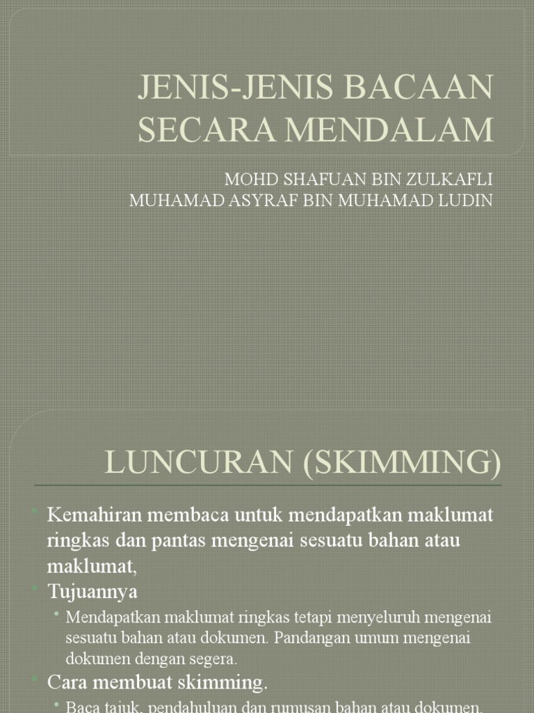 Jenis-Jenis Bacaan Secara Mendalam | PDF