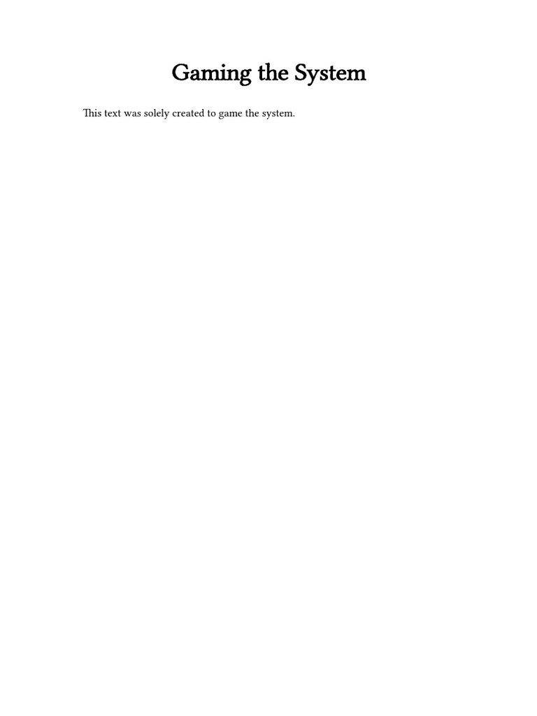 Strategies for Gaming the System | PDF
