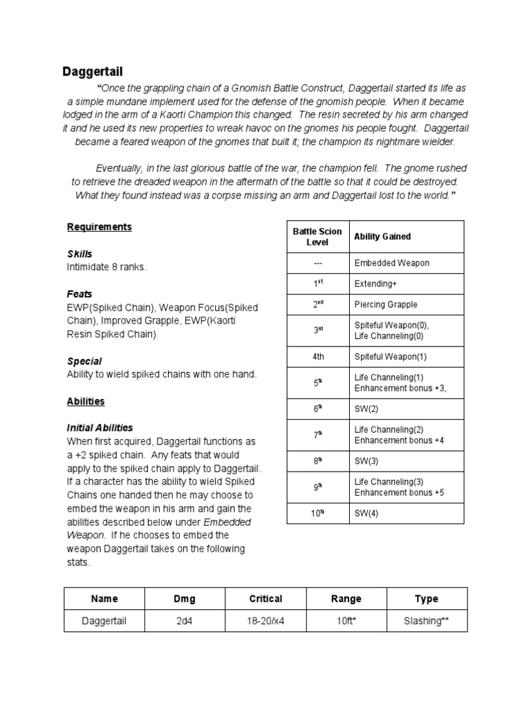Daggertail LegendaryWeapon | PDF | Role Playing Games | Leisure