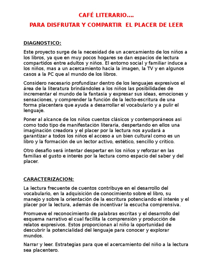 Café Literario | PDF | Lectura (proceso) | Cuentos