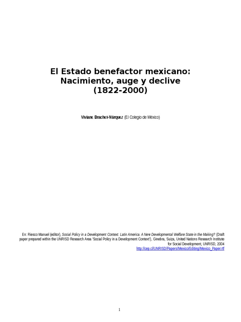 El Estado Benefactor Mexicano | PDF | México | Estado (política)