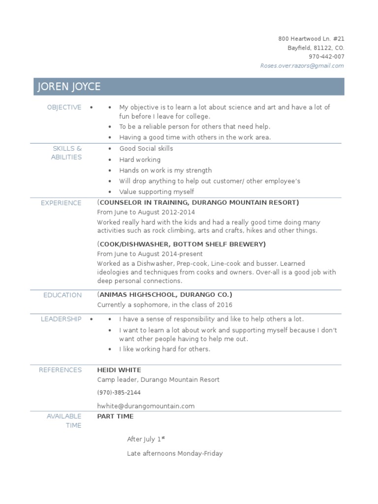 Joren Joyce's Resume: Skills & Experience | PDF