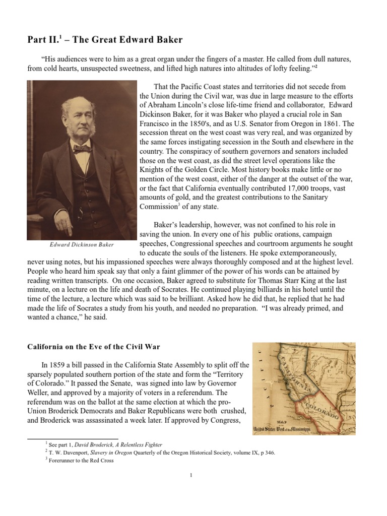 Edward Dickinson Baker - by Andrea J. Ingraham, February 24, 2015 | PDF ...