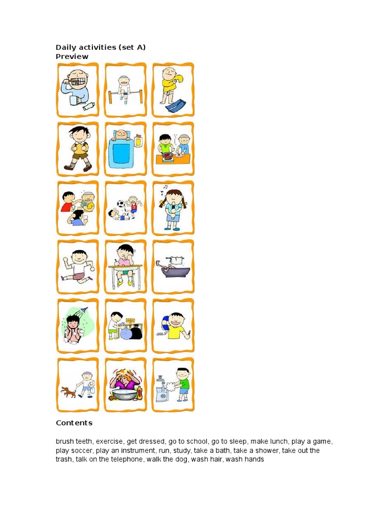 Daily Activities Flashcards | PDF