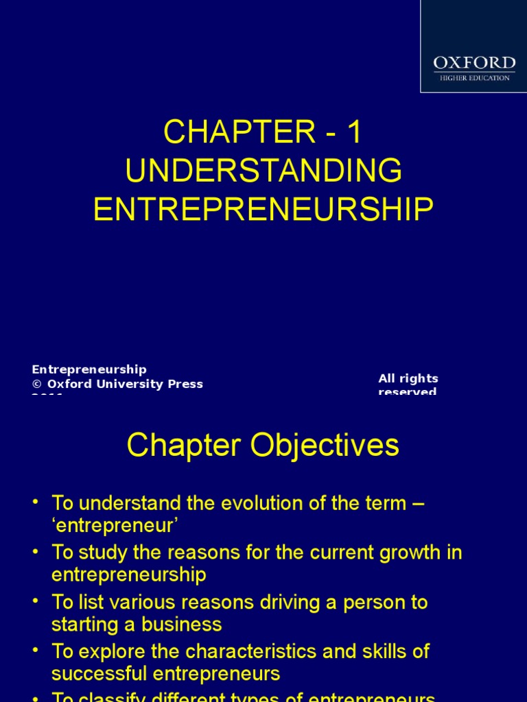 Chapter 01 Understanding Entrepreneurship | PDF | Entrepreneurship ...