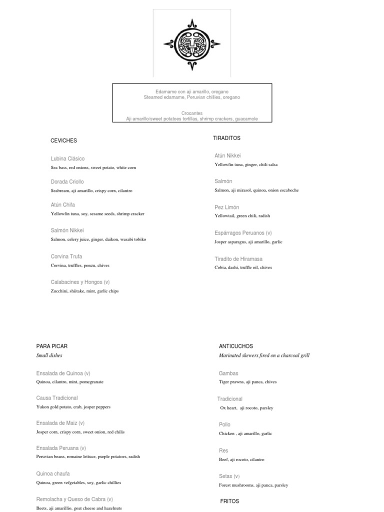 Coya Miami Menu | PDF | Foods | Cuisine