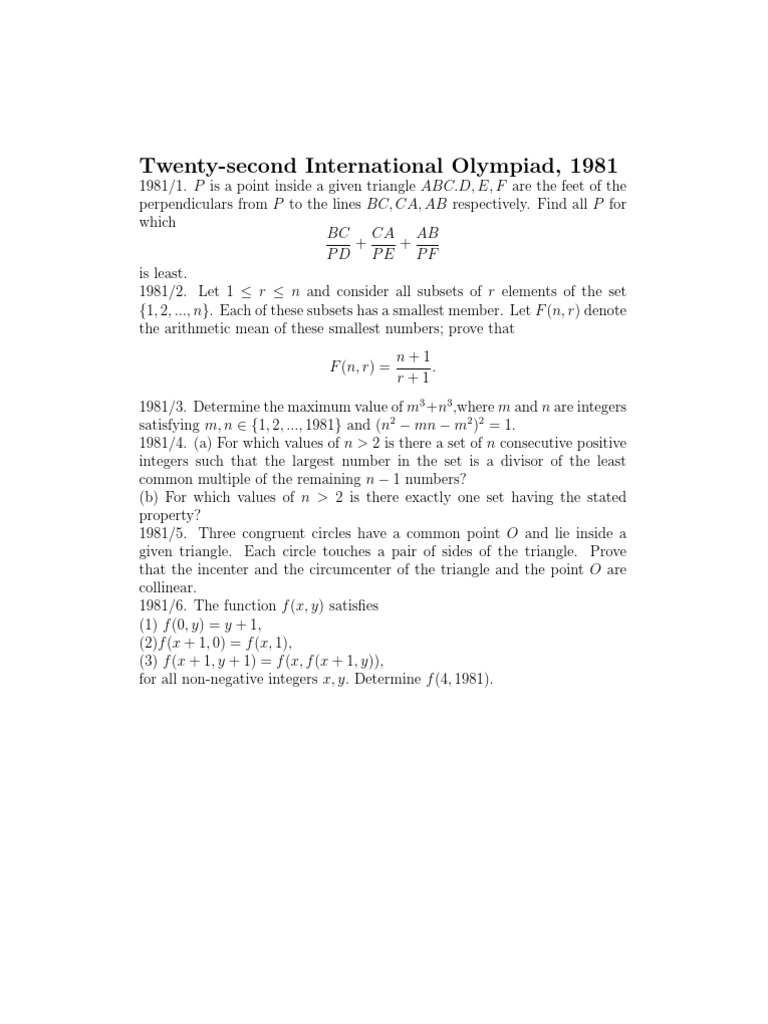 IMO Questions Part 3 (1981-1989) | PDF | Circle | Triangle