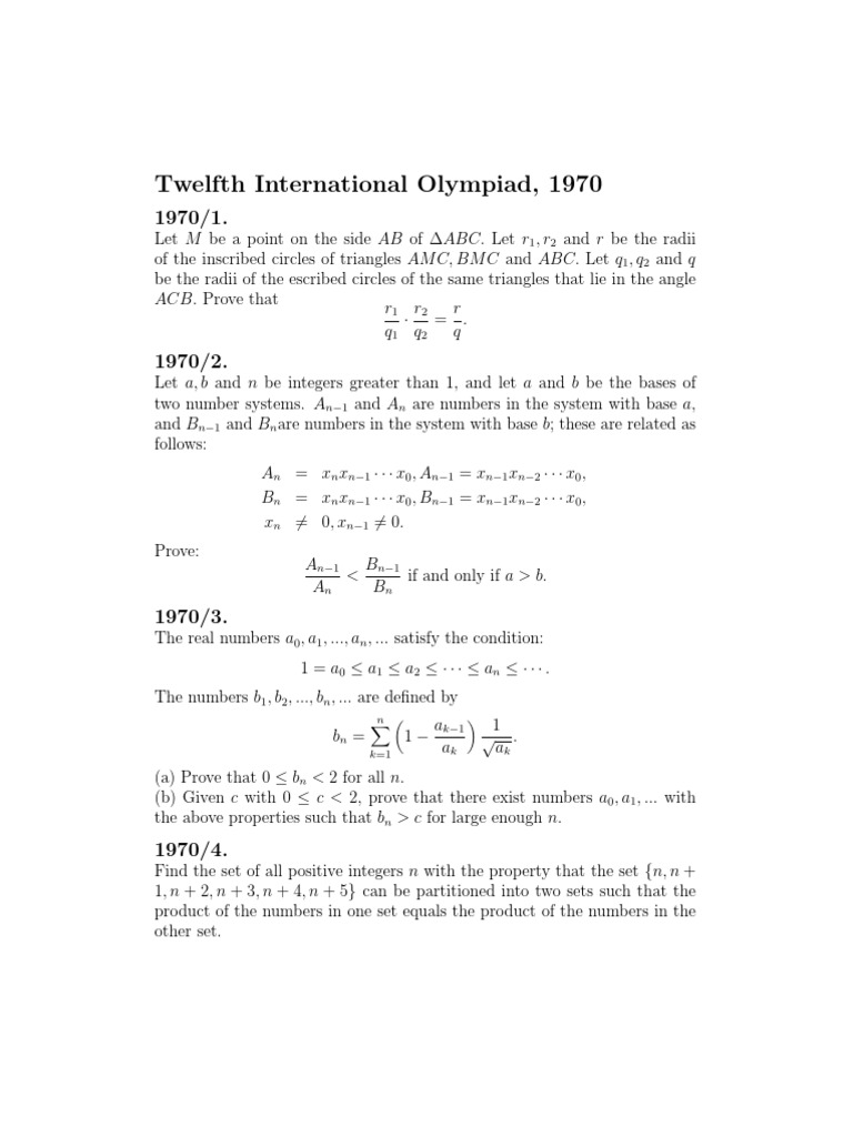 IMO Questions Part 2 (1970-1979) | PDF | Triangle | Tetrahedron