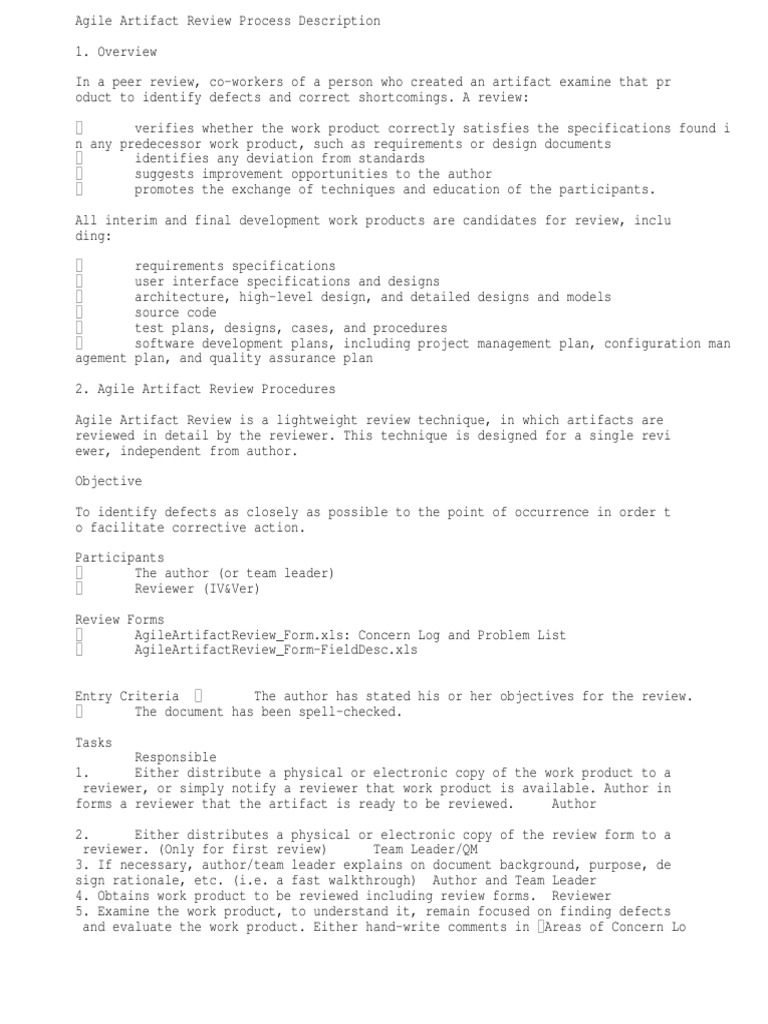 Agile Artifact Review | PDF | Agile Software Development | Specification (Technical Standard)