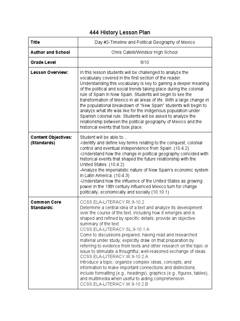 Mexico Political Geography Lesson Plan | PDF | Vocabulary | Reading ...