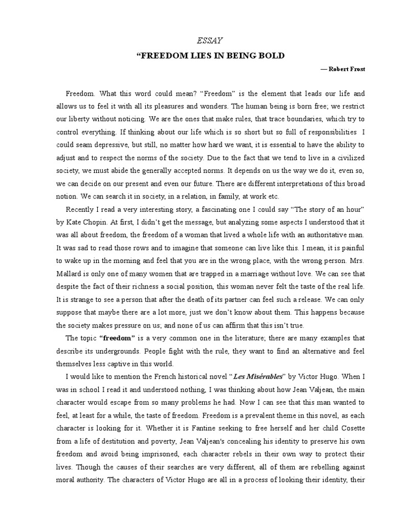 "Freedom Lies in Being Bold: Essay | PDF