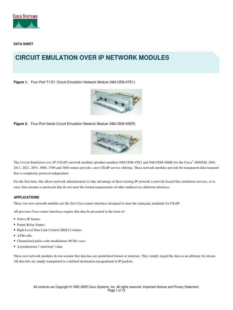 Circuit Emulation Over IP Network Modules | PDF | Internet Protocols ...