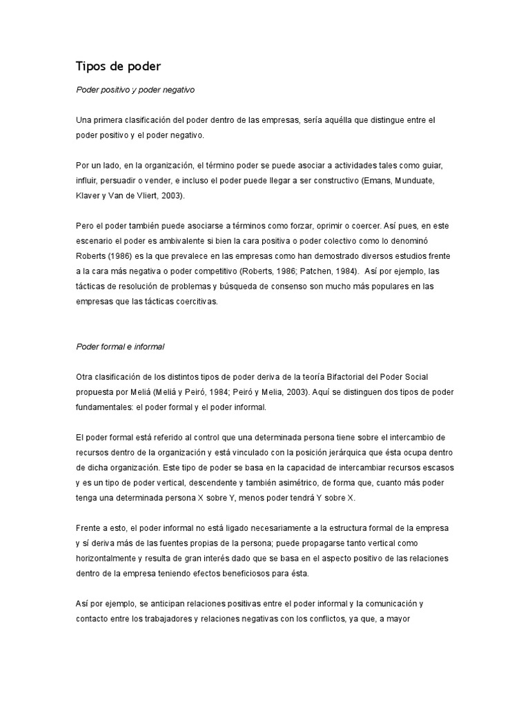 Tipos de Poder | PDF | Conflicto (proceso) | Comunicación