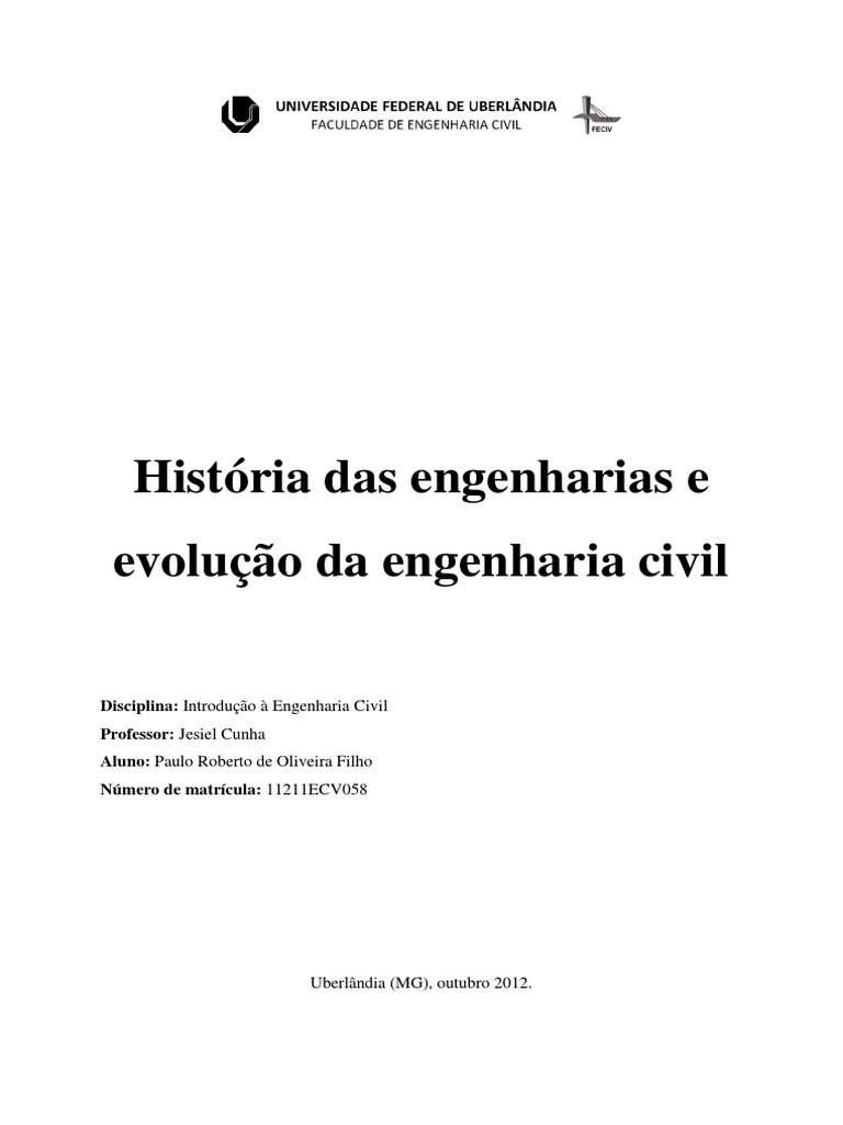 História Das Engenharias E Evolução Da Engenharia Civil Pdf
