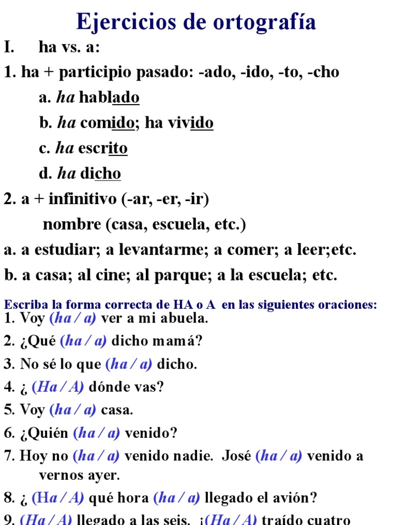 Ortografia Ha vs. A | PDF | Ocio