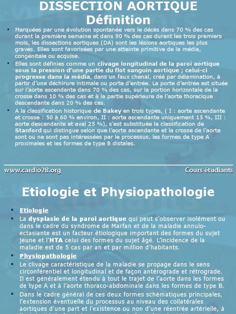 Dissection Aortique : Définition et Traitement | PDF | Aorte | Maladies ...