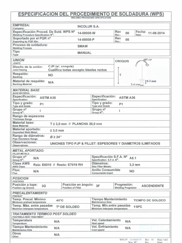 WPS-PQR - WPQ 3g Aws d1.1 | PDF