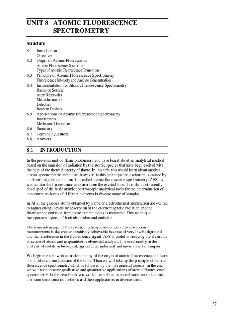 Overview of Atomic Fluorescence Spectrometry | PDF | Emission Spectrum ...