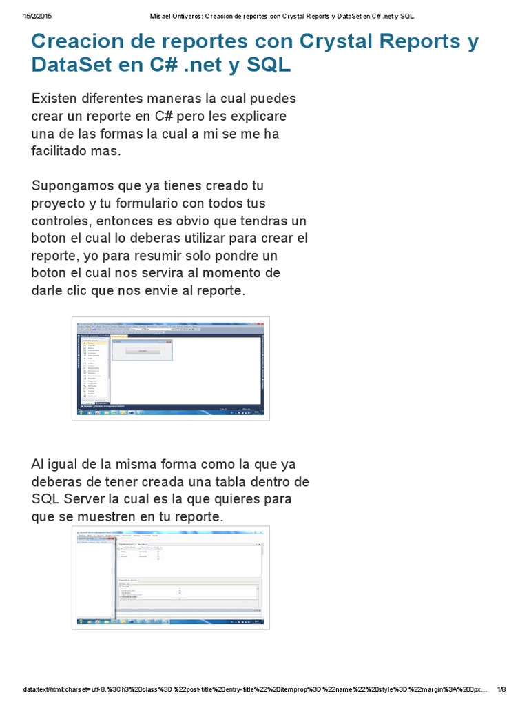 Creacion de Reportes Con Crystal Reports y DataSet en C# | PDF | SQL ...
