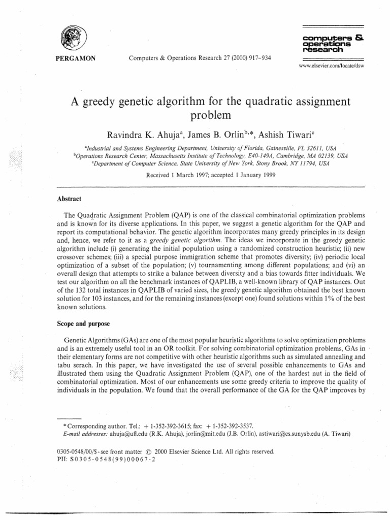 Greedy Genetic Algorithm | PDF