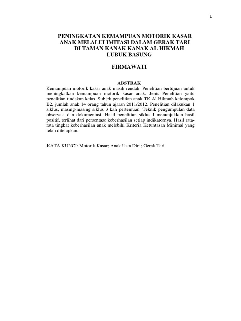 Contoh PTK PAUD | PDF