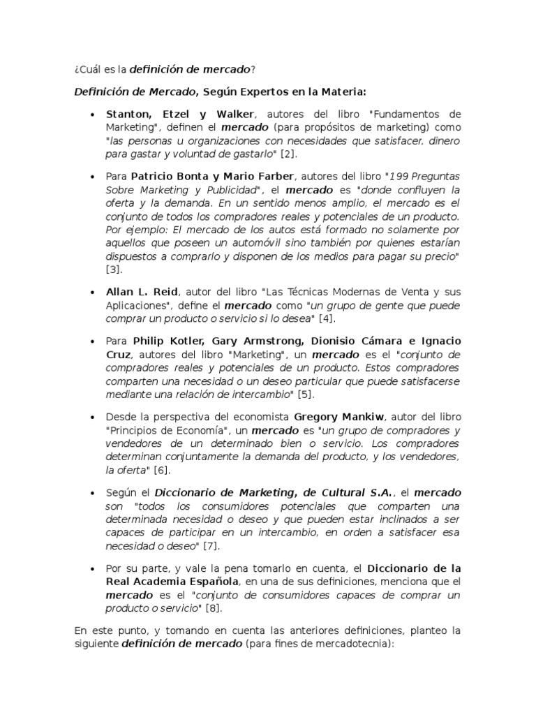Cuál Es La Definición de Mercado | PDF | Marketing | Producto (Negocio)