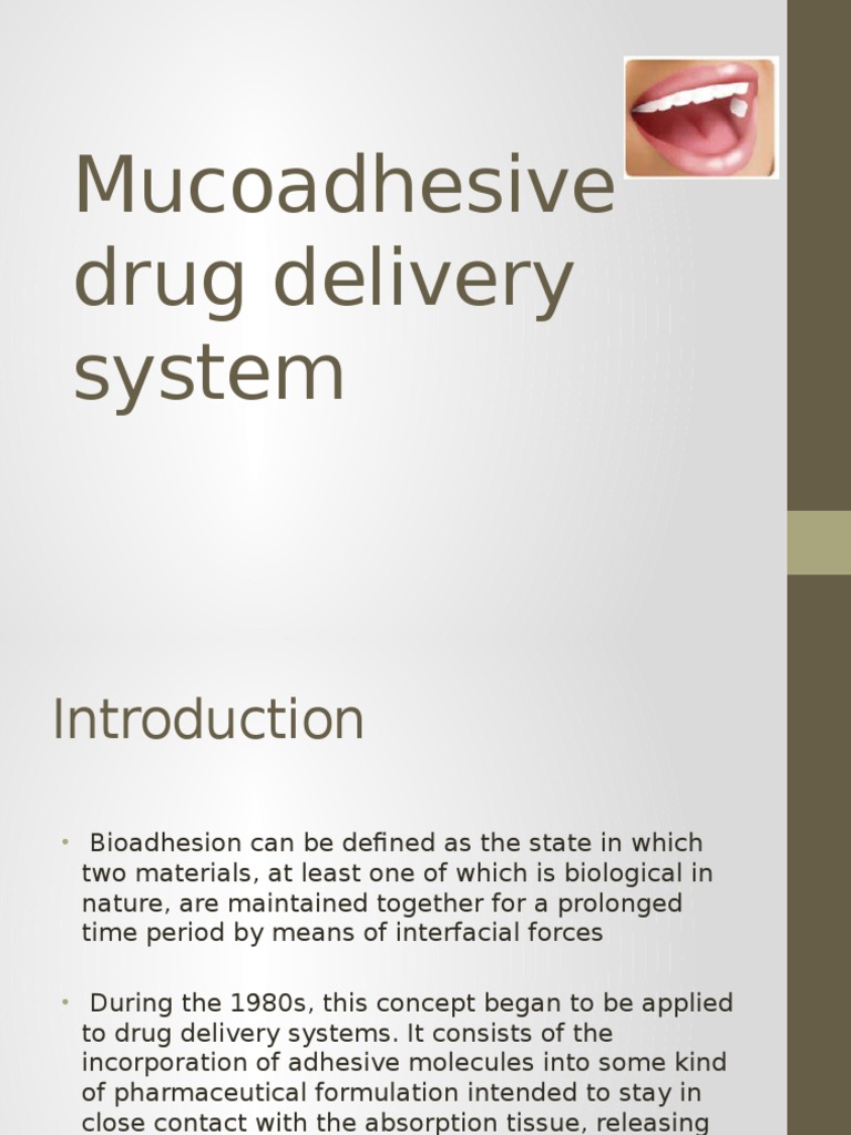 Mucoadhesive Drug Delivery System | PDF | Adhesion | Polymers