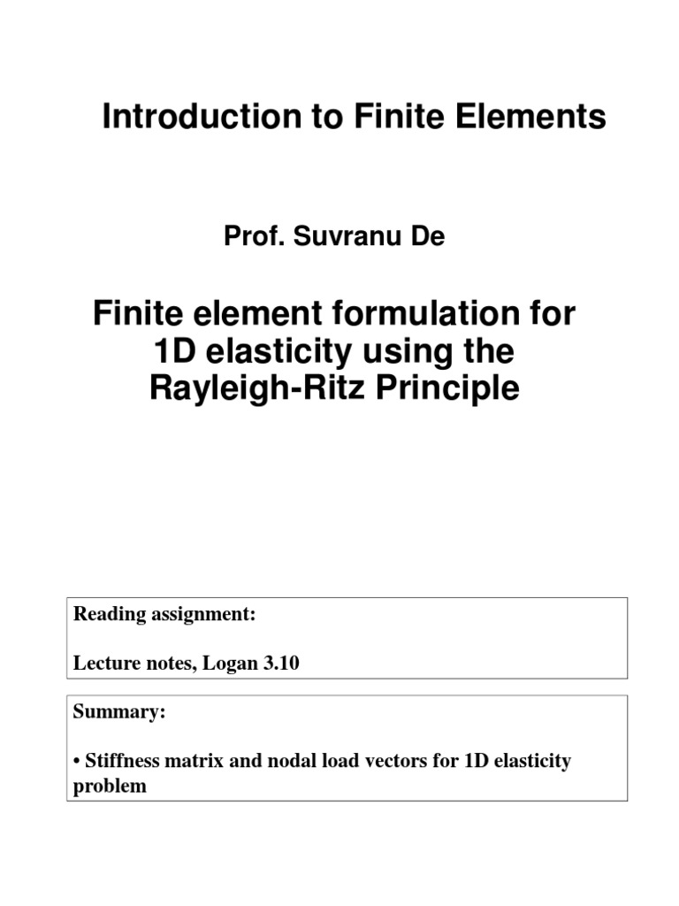 Fe 1d Download Free Pdf Finite Element Method Matrix Mathematics