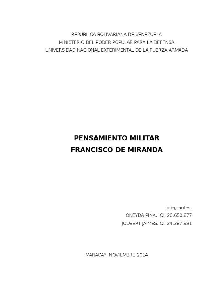 Francisco De Miranda Pdf Operaciones Militares Guerra