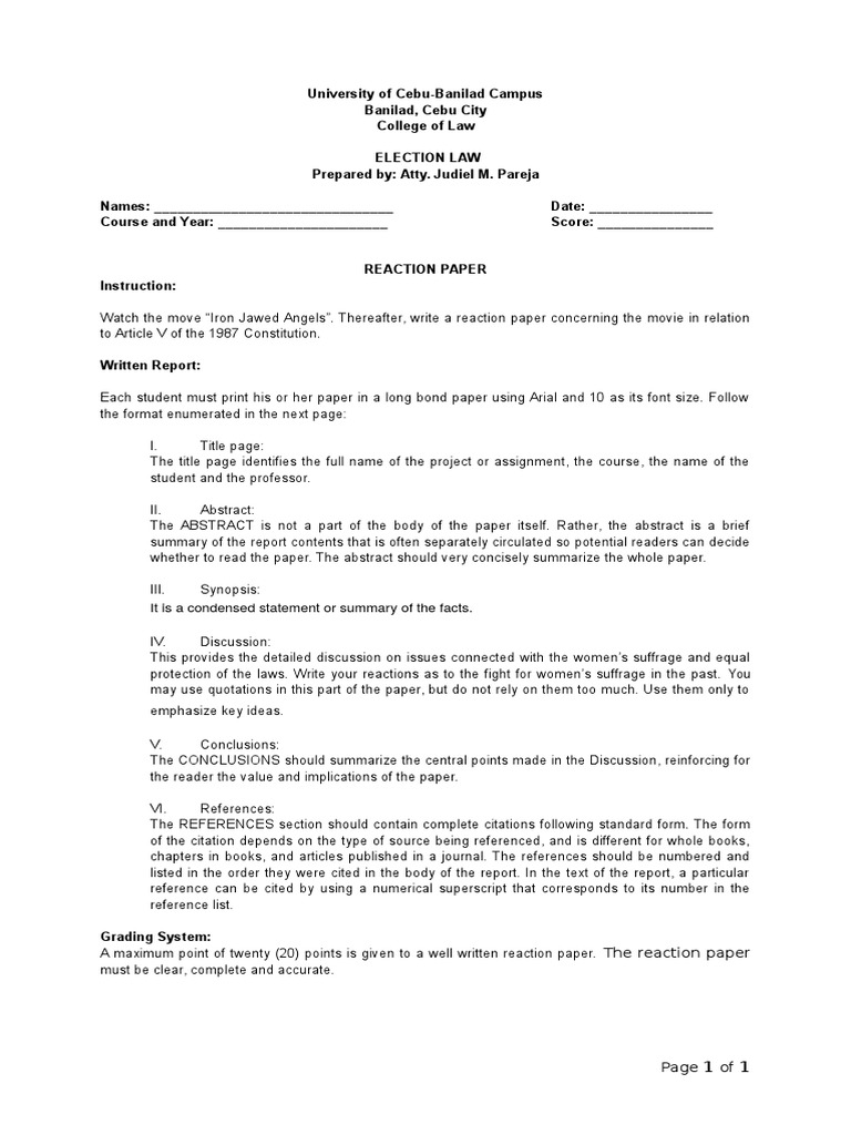 Reaction Paper | PDF