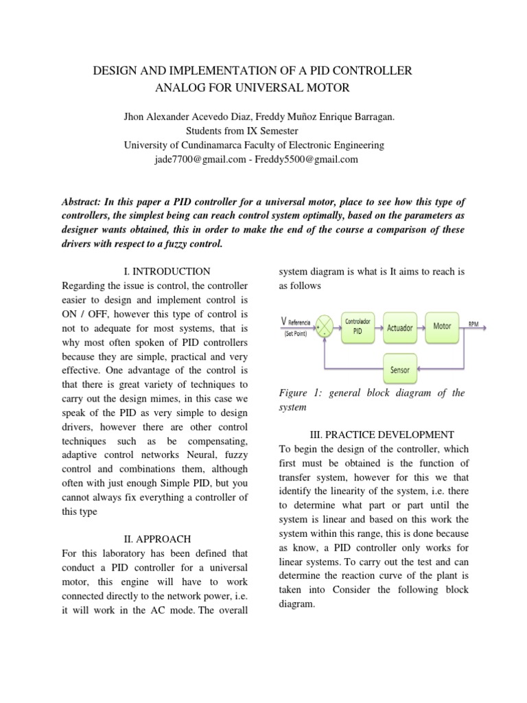 Closedloop PID Control of Universal Motor | Download Free PDF | Control ...
