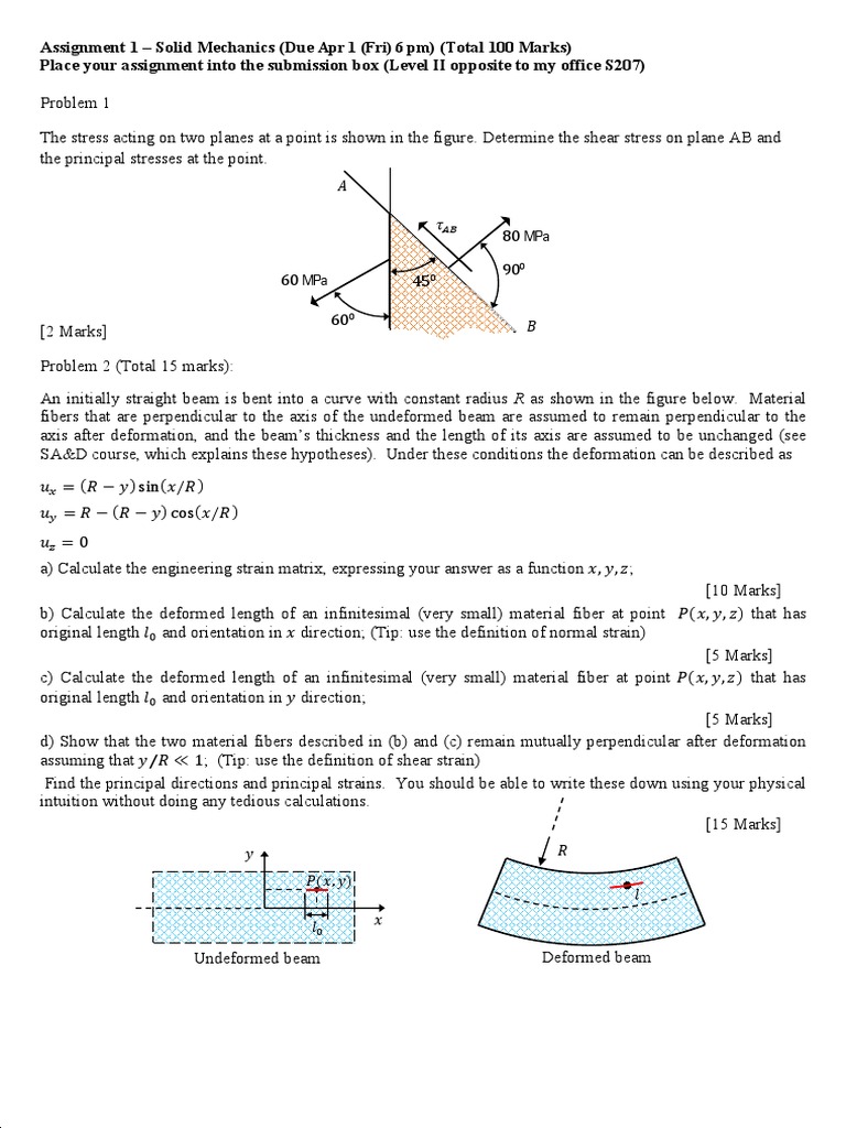 Assignment 1 Solid Material | PDF | Deformation (Mechanics) | Stress ...