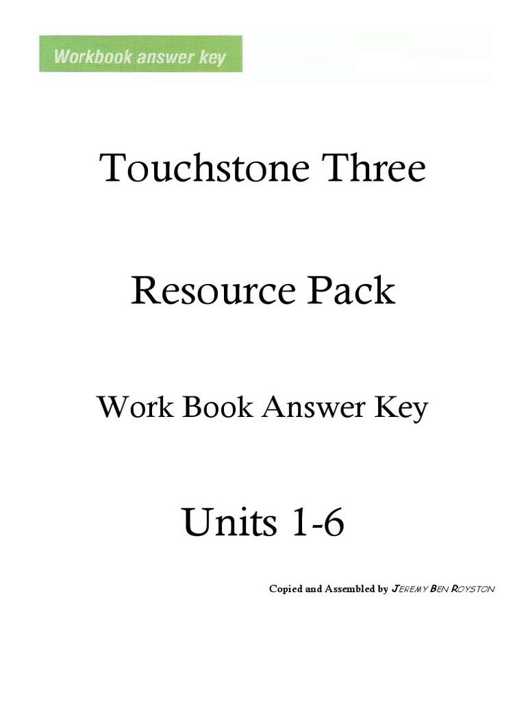 Touchstone Three Workbook Answer Key | PDF
