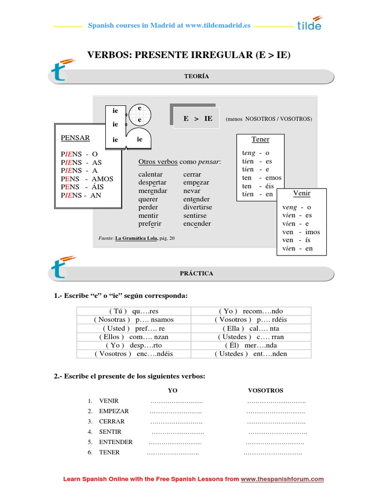 Verbos Presente Irregular | PDF