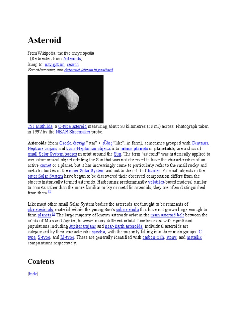 Asteroid: For Other Uses, See | PDF | Asteroid | Comet
