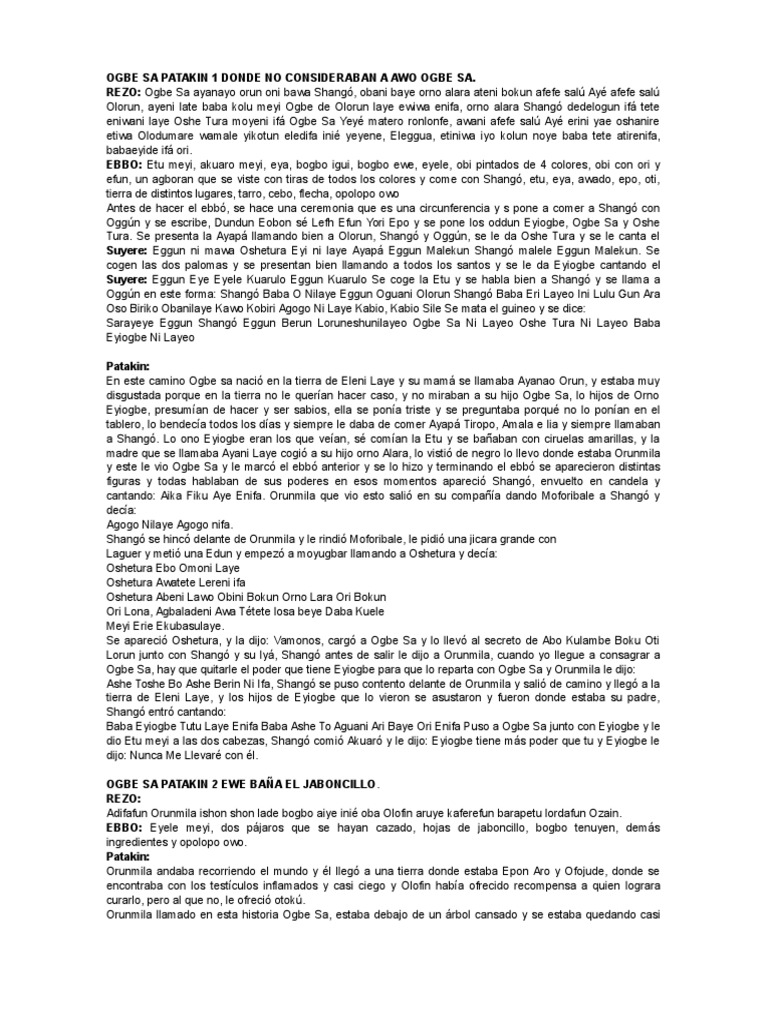 Secretos de Ogbe Sa en Ifá | PDF | Gatos | Santeria