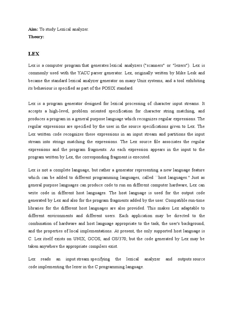 Lex and Yacc | PDF | Parsing | Java (Programming Language) Lex and Yacc | PDF | Parsing | Java (Programming Language)
