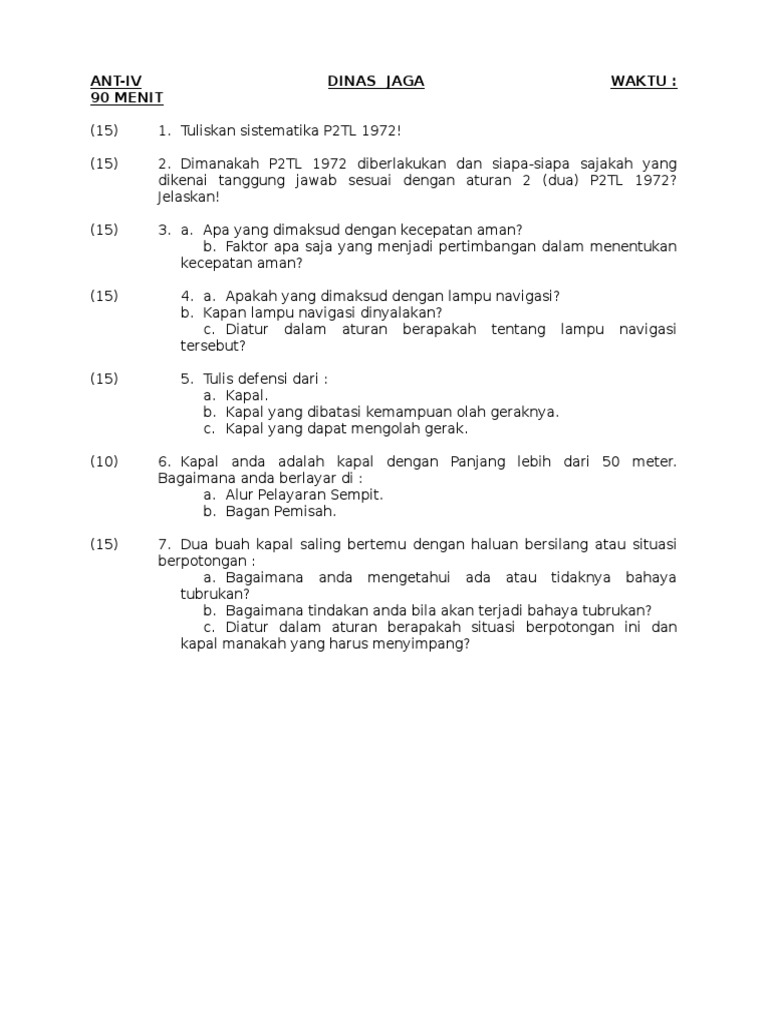 Panduan P2TL 1972 dan Aturan Navigasi Kapal | PDF