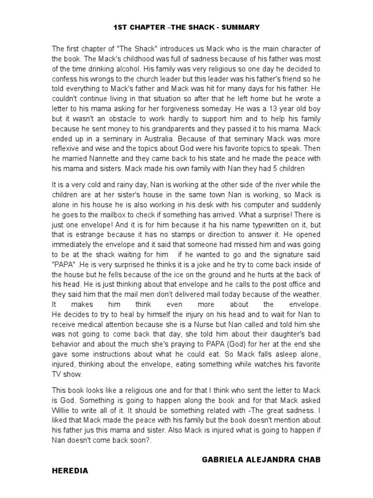 1St Chapter - The Shack - Summary | PDF