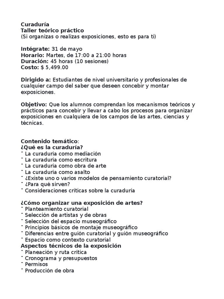 Programa de Curaduria | PDF | Museo | Sicología