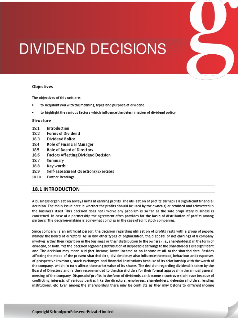 Dividend Decisions.pdf | Dividend | Stocks