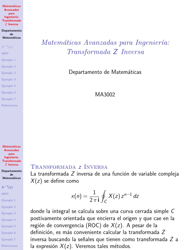 Transformada Z Inversa | PDF | Fracción (Matemáticas) | Análisis
