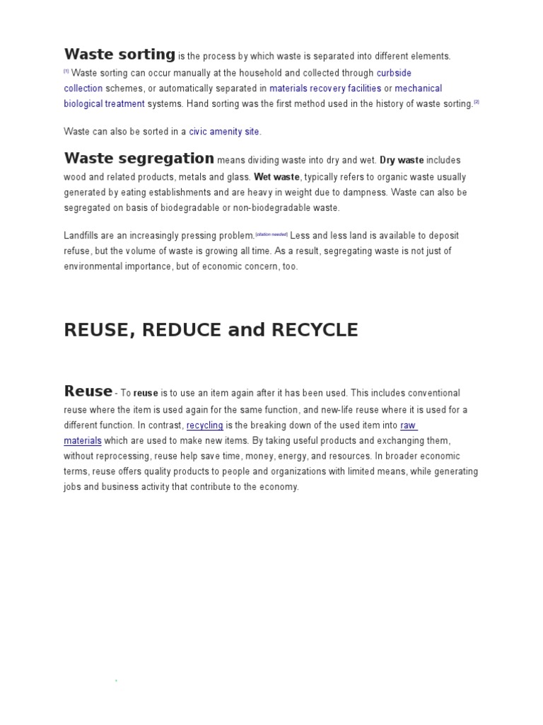 Reuse, Reduce and Recycle: Waste Sorting | PDF | Recycling | Reuse
