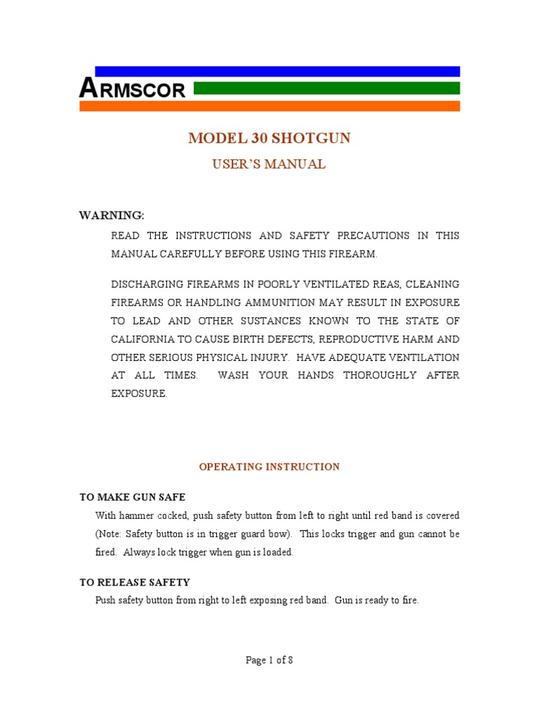 Armscor 30 | PDF | Trigger (Firearms) | Weapon Design