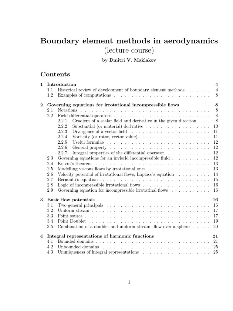 Lecture Boundary Element Methods in Aerodynamics | PDF | Navier–Stokes ...