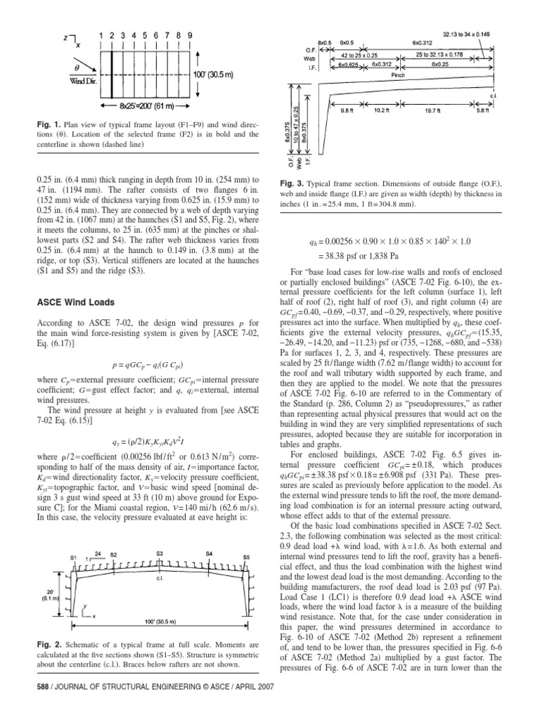 Fig. 1. Plan View of Typical Frame Layout: ASCE Wind Loads | PDF | Structural Load | Wound