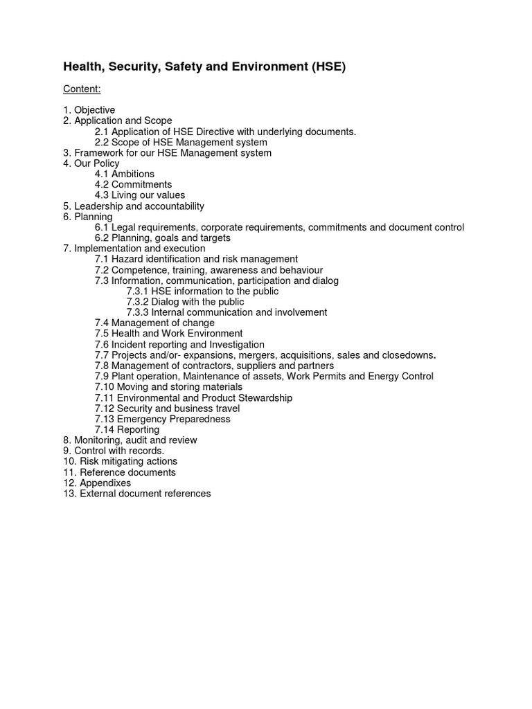 HSE Management System Guide | PDF | Risk | Sustainability